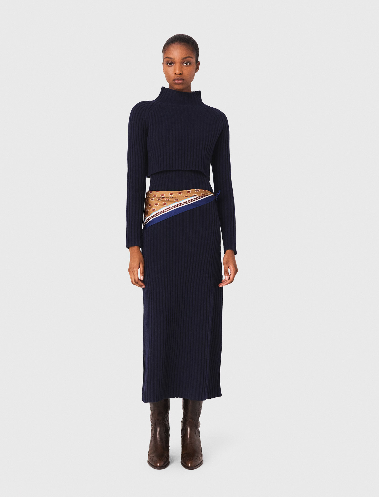 Knit dress with removable jumper Navy for Women | Maje
