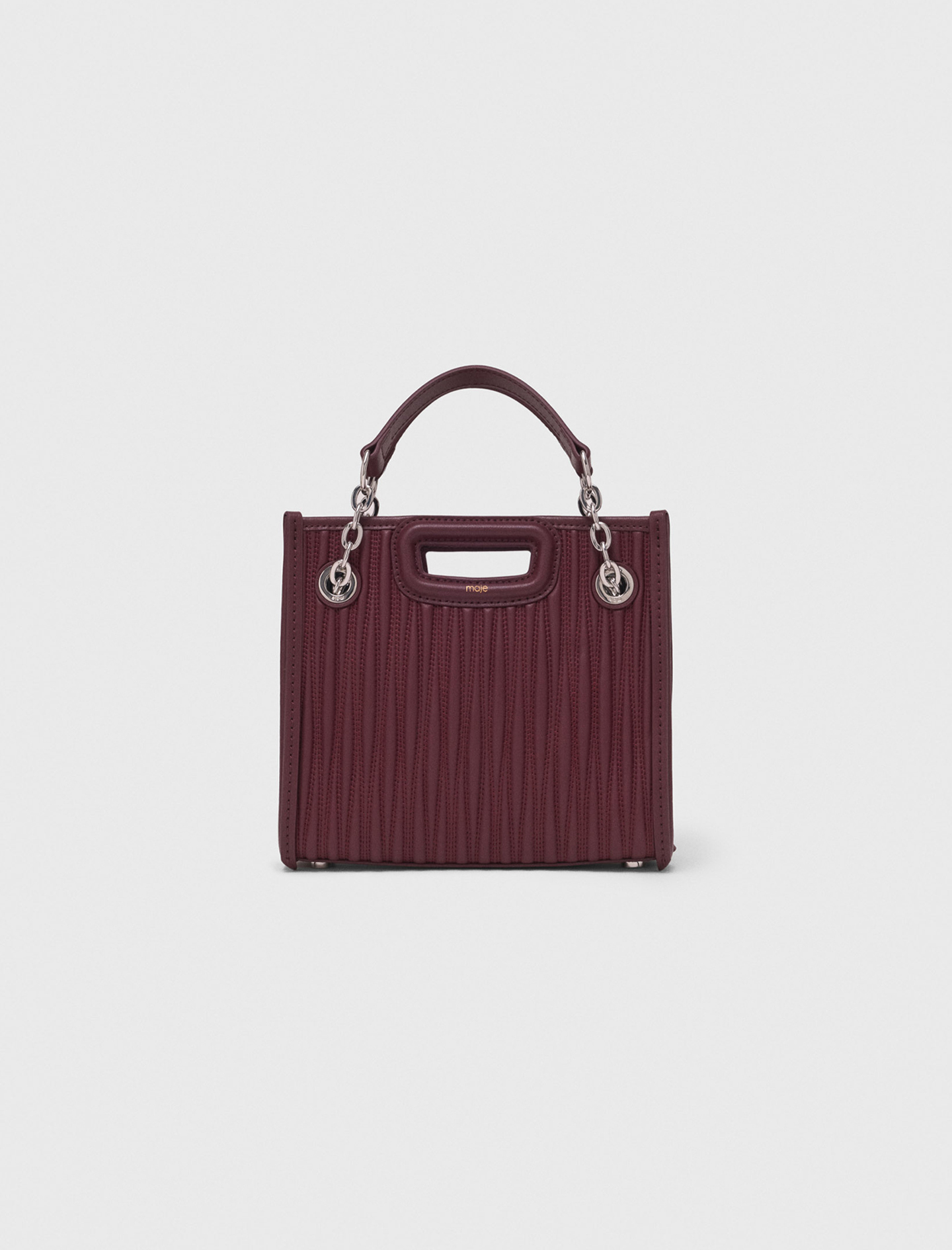 Mini quilted leather tote bag Purple for Women | Maje