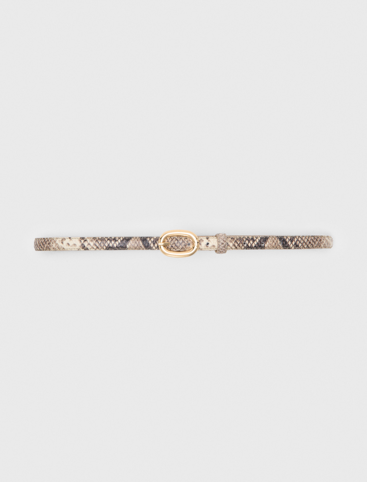 Ceinture fine en cuir effet python naturel pour femme | Maje